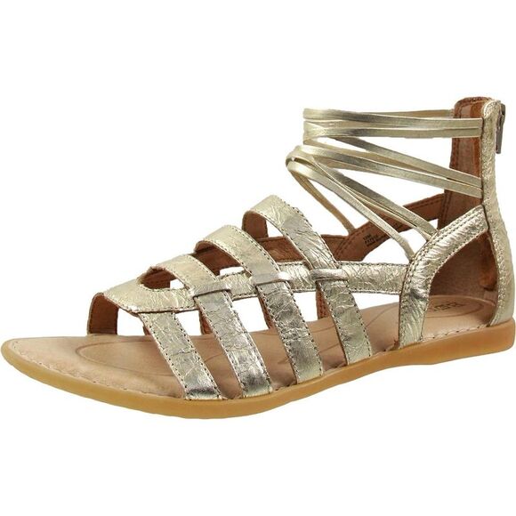 Born | Shoes | Born Womens Gold Metallic Leather Gladiator Sandals New ...